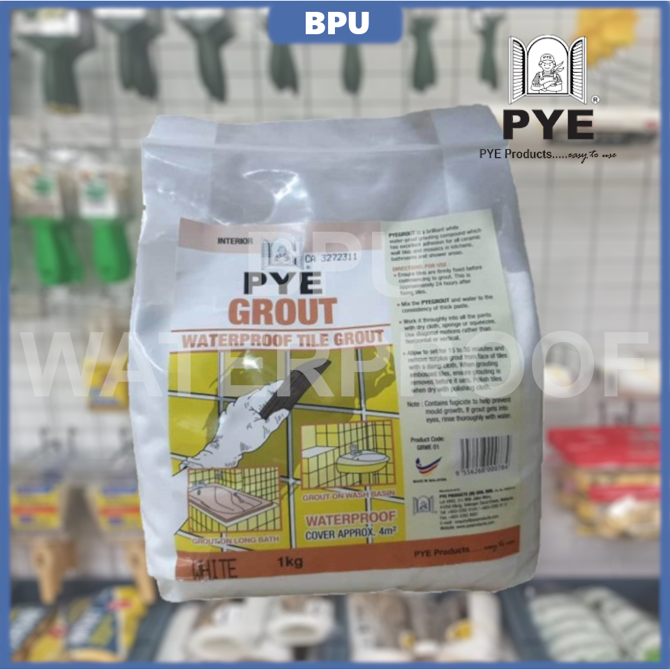 PYE Waterproof Tile Grout 1kg White / Grey | Shopee Malaysia