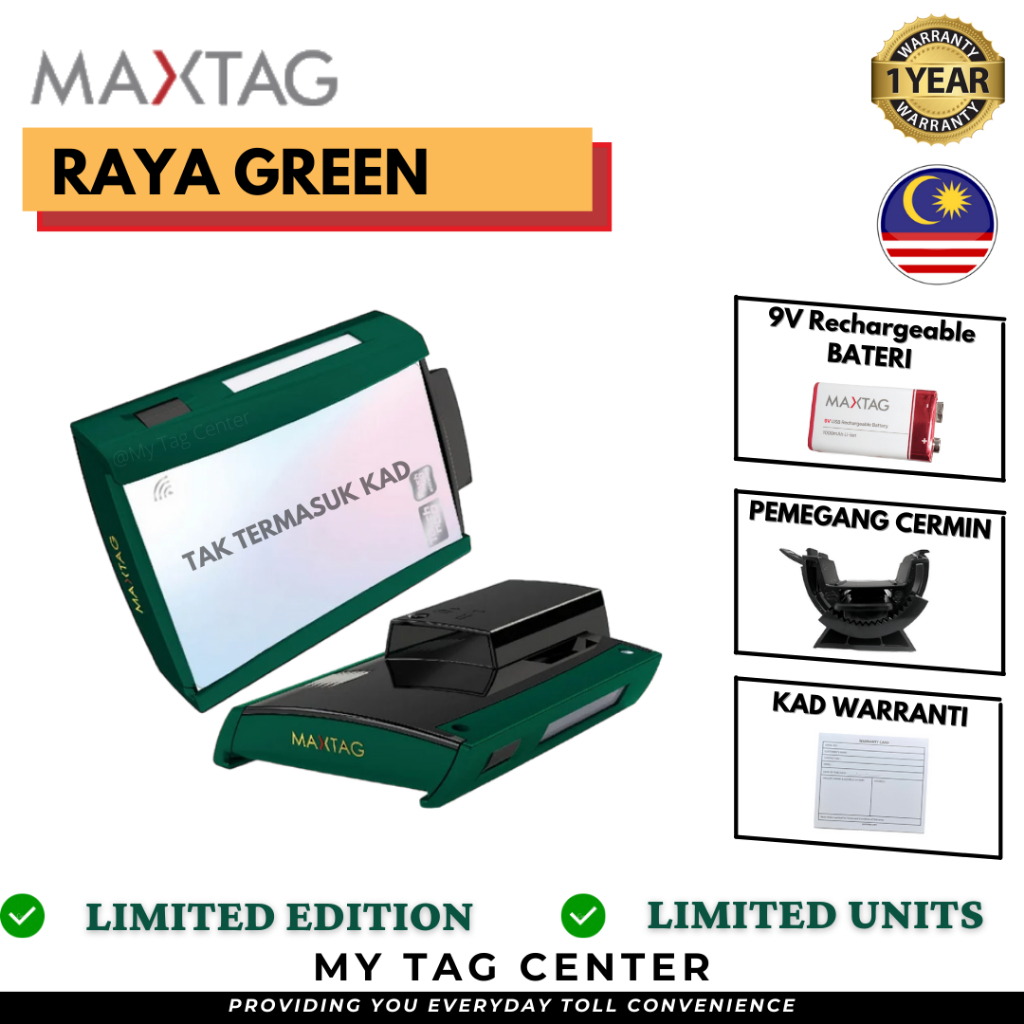 MaxTag Raya Green Smart Original Tag 1 Year Warranty Merdeka Pack Touch ...