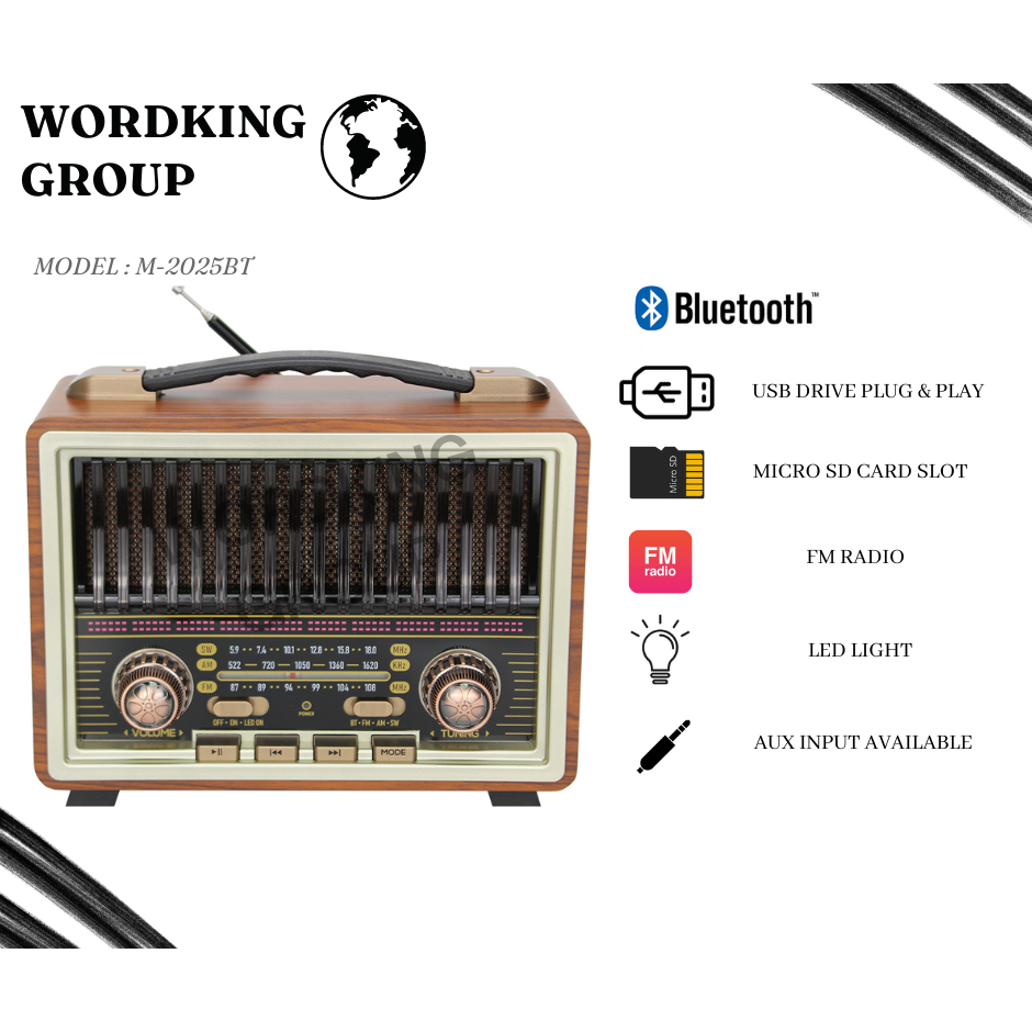 MEIER M-2025BT NEW ARRIVAL CLASSIC WOODEN DESIGN RETRO RADIO BLUETOOTH PORTABLE SPEAKER RADIO ...