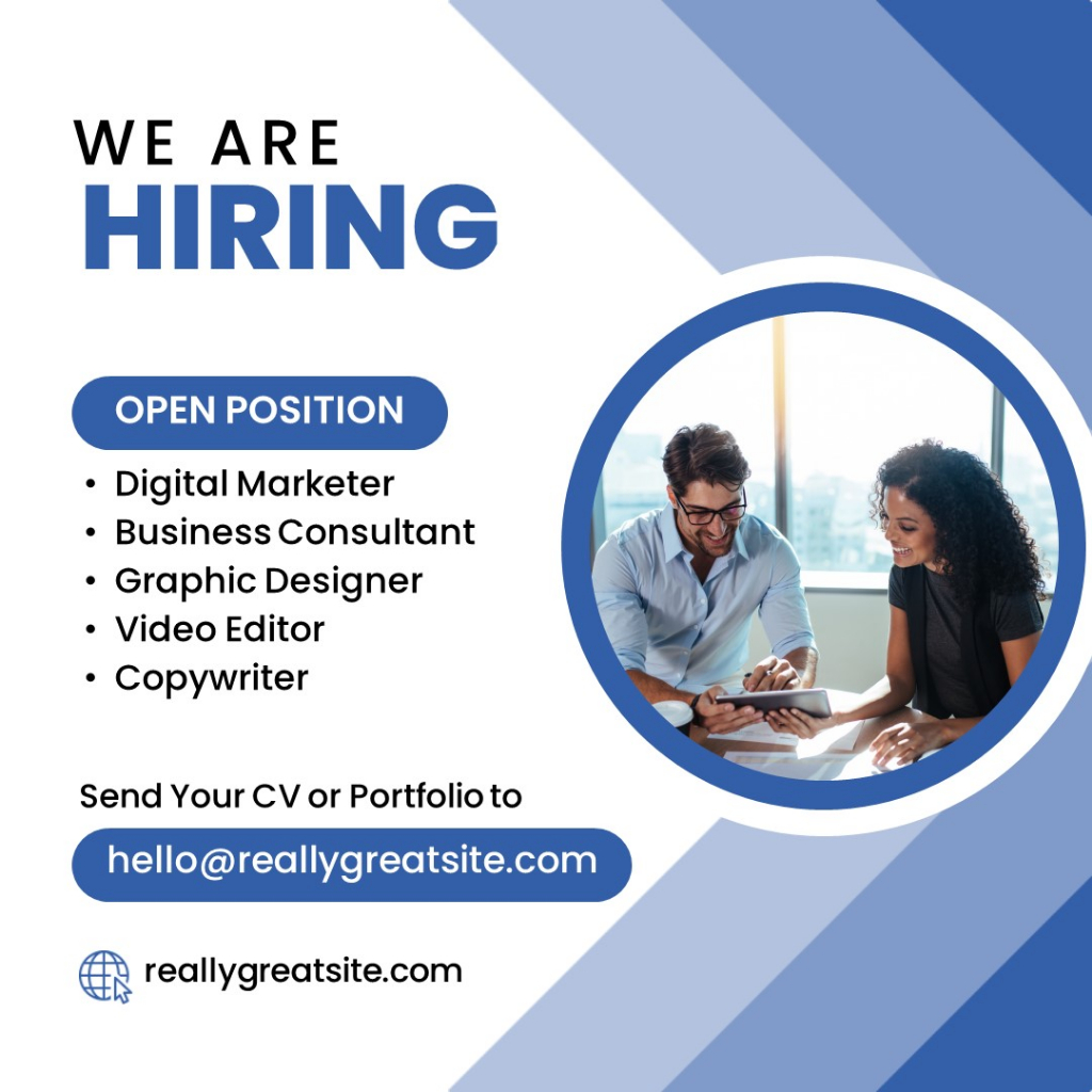 JOB VACANCY ANNOUNCEMENT TEMPLATE [EDITABLE] White and Blue We Are ...