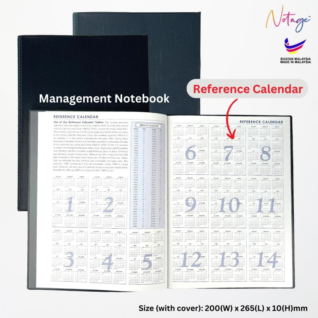 Management Notebook Perpetual Calendar Writing Book Large Size Undated ...