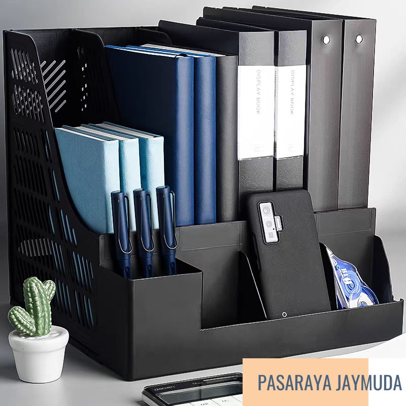 4 Column Plastic File Stand Folder With Stationary Holder Desk ...
