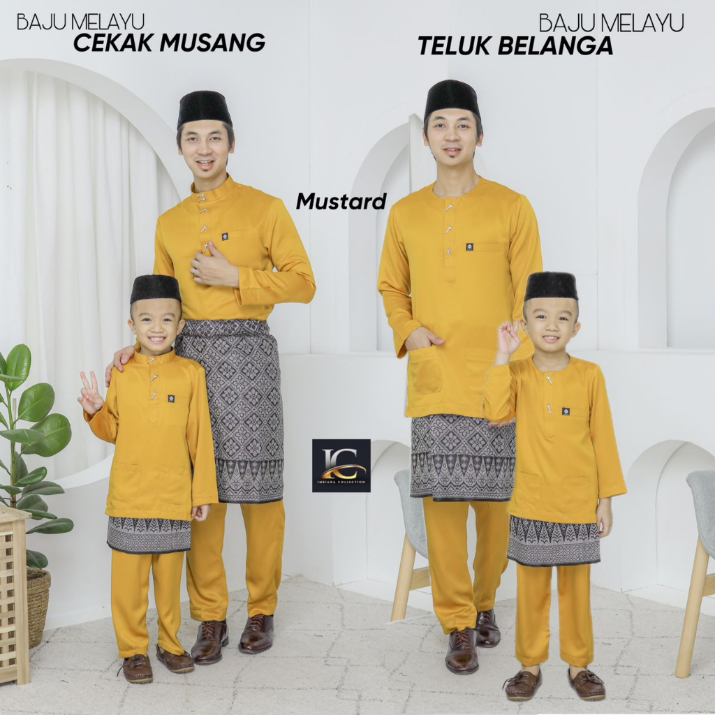 BAJU MELAYU MODEN MUSTARD CEKAK MUSANG DAN TELUK BELANGA SET AYAH DAN ...