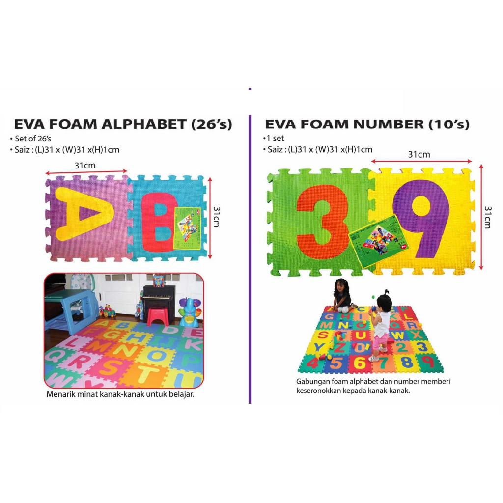 EVA Foam Floor Puzzle Mat (ALPHABET & NUMBER) | Shopee Malaysia