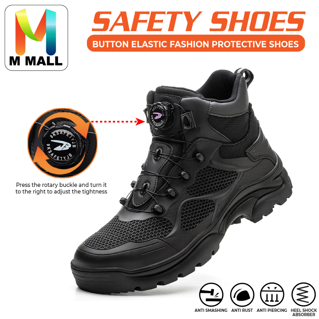 Safety Shoes with Rotating Button work shoes 9195 (BLACK)/818 (BLACK ...