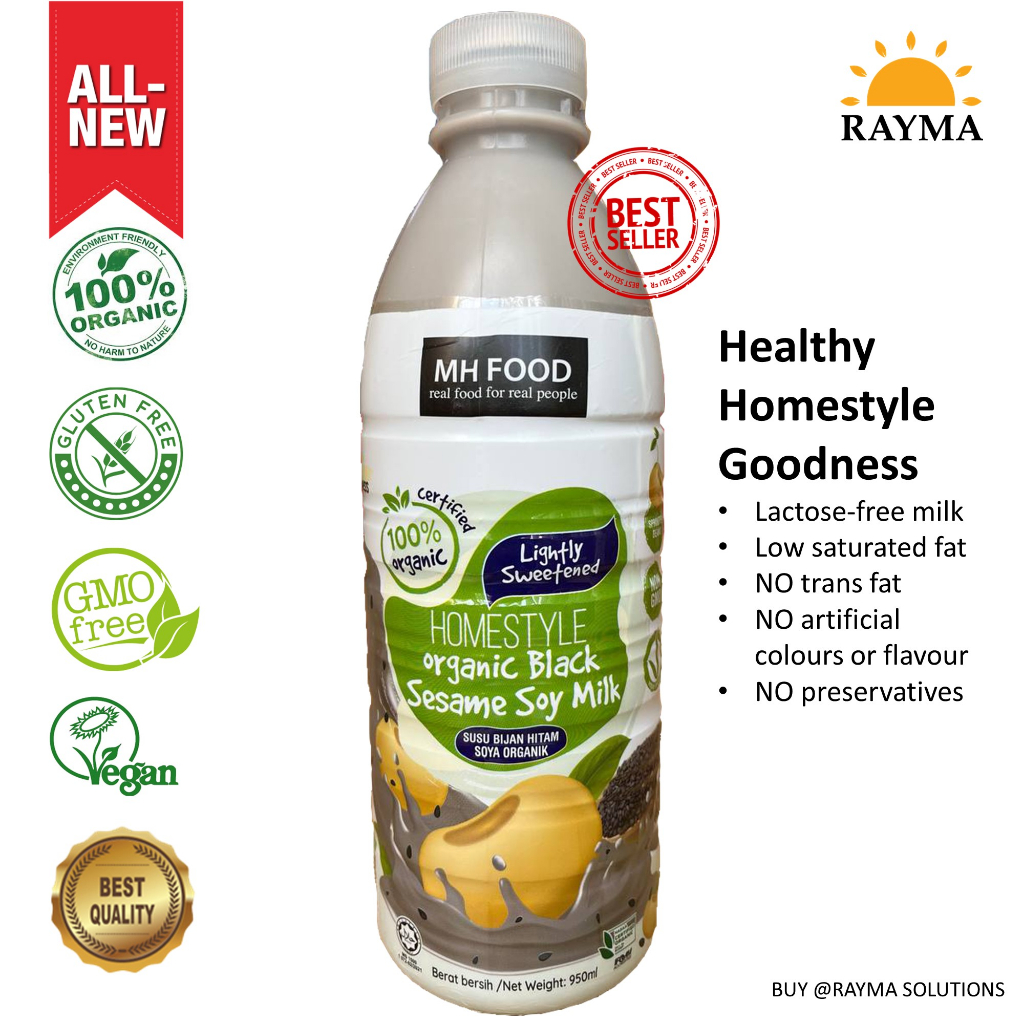 MH FOOD Organic Homestyle Black Sesame Soy Milk - Lightly Sweetened ...