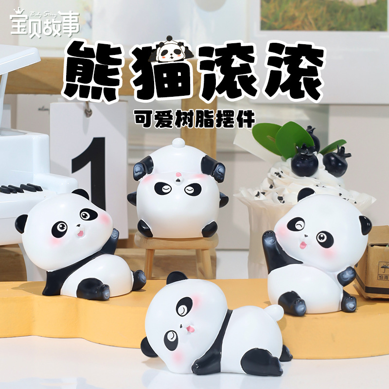Rolling Panda Blind box Toys Figure model Resin Crafts - Perhiasan ...