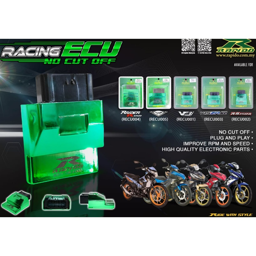 RAPIDO ECU PNP NO CUT OFF Y15 V2 / Y16 / RACING ECU 100%ORIGINAL ...