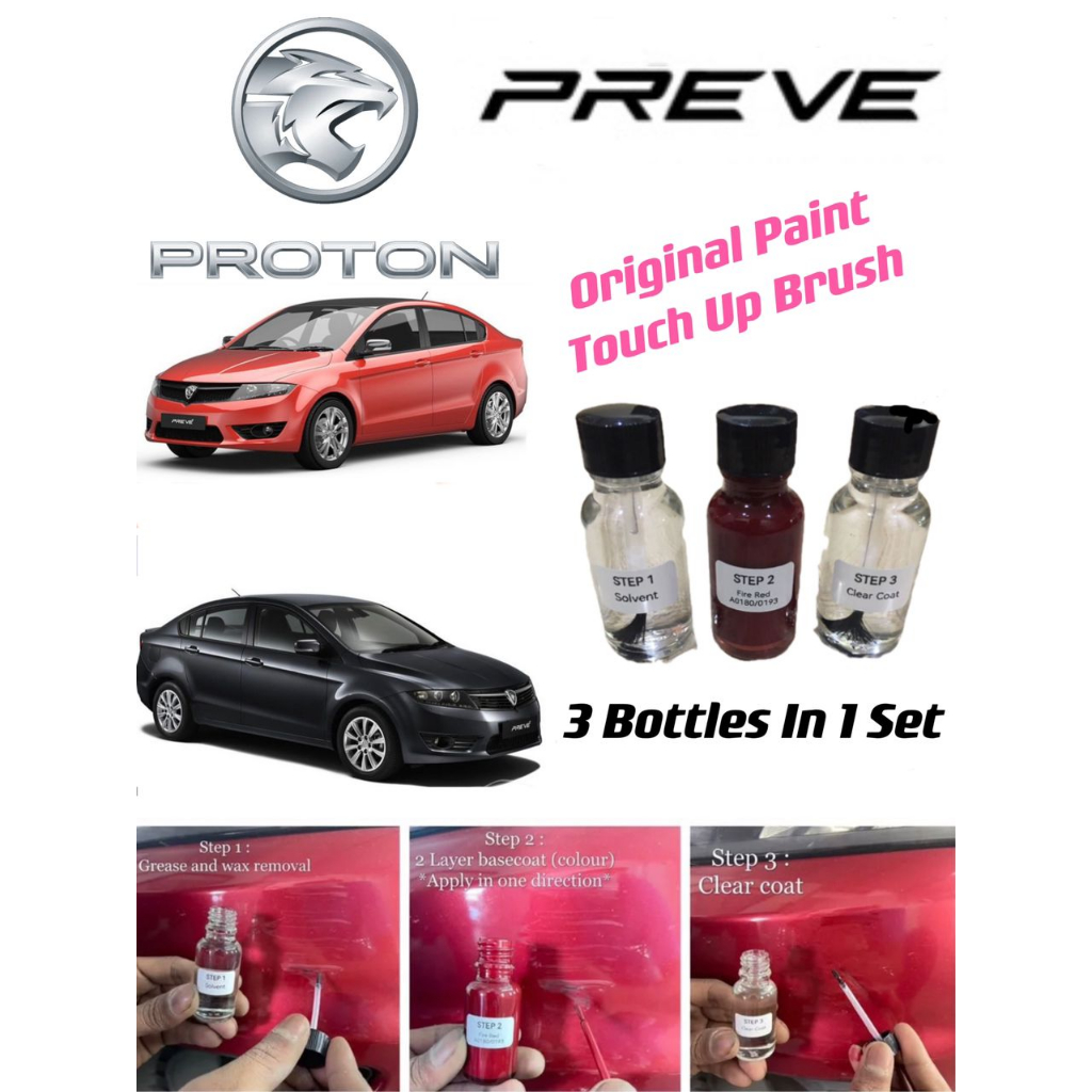 Proton Preve Paint Repair Kit Original Colour Touch Up Paint Combo Set ...