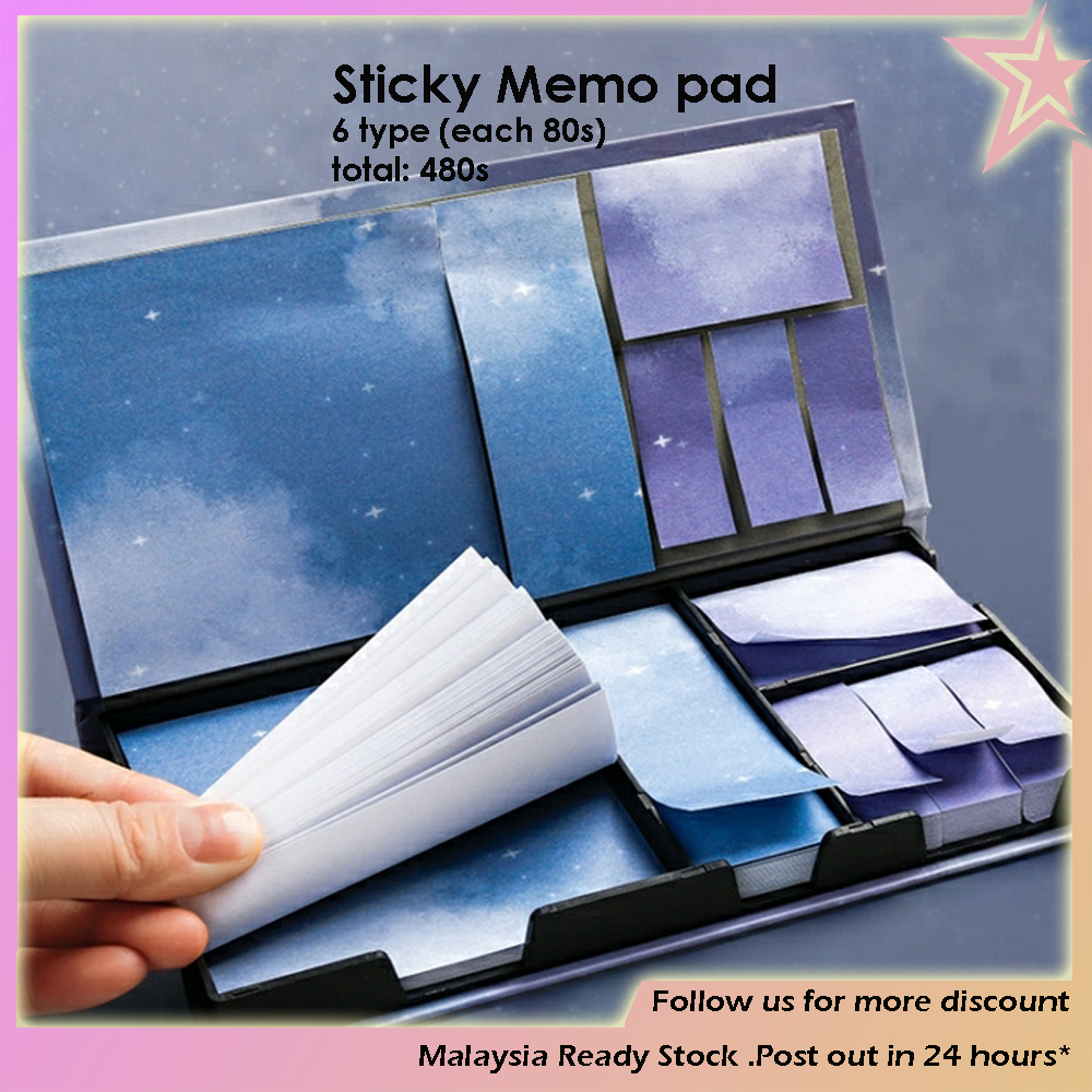 Ready Stock Memo Pad Set Paper Colorful 6in1 Stationery | Shopee Malaysia