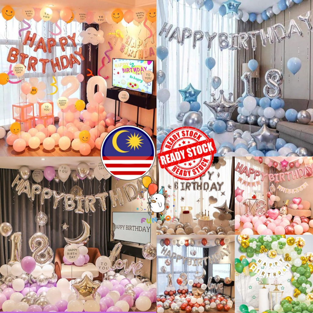 Happy Birthday Balloon All In One Set Party Decoration For Free Pump ...