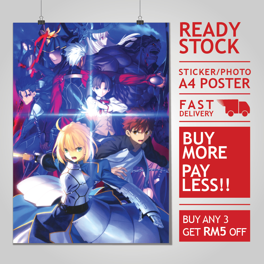 (READY STOCK) Fate/Stay Night A4 Photo Poster/Sticker | Poster #1 | A4 ...