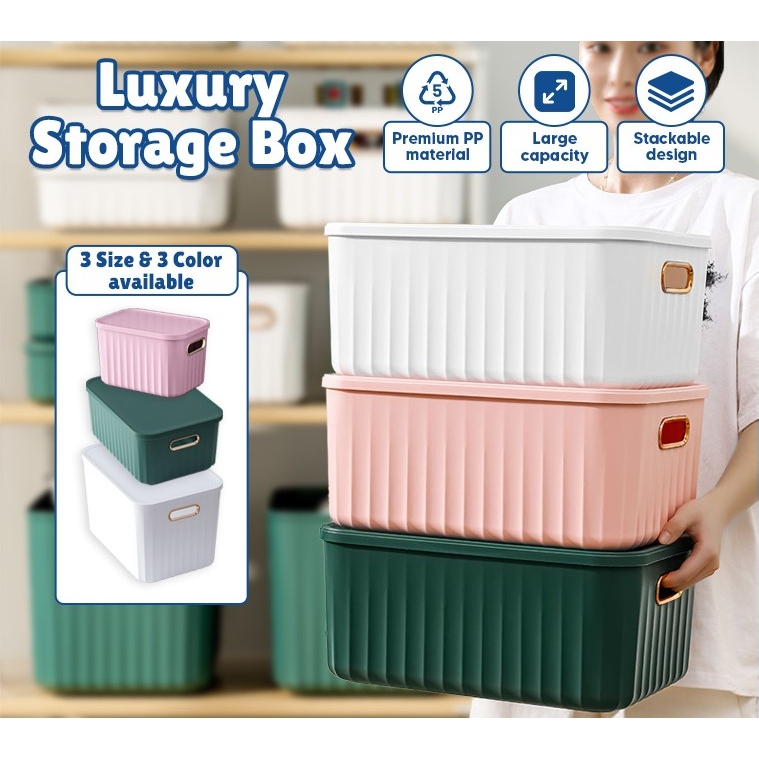 Luxury Storage Box with Handle Lid Large Capacity Wardrobe Multipurpose ...
