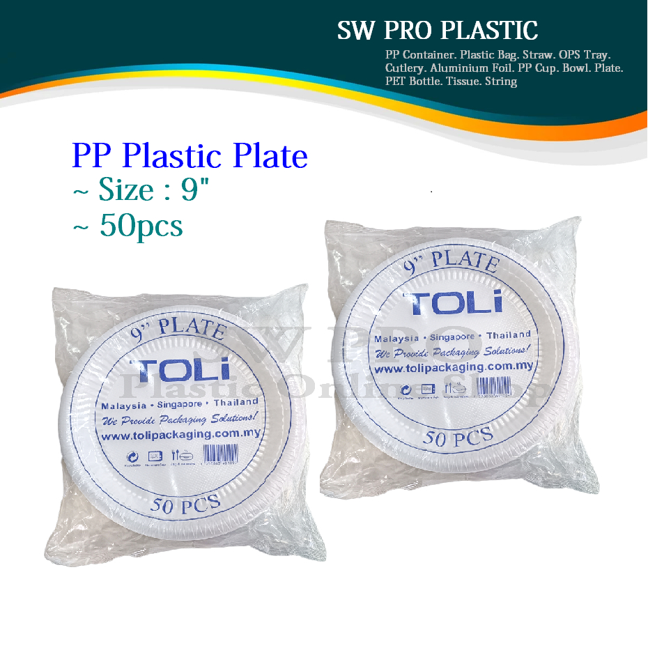TOli 9 inch Disposable PP Plastic Plate pinggan plastik kenduri pinggan ...