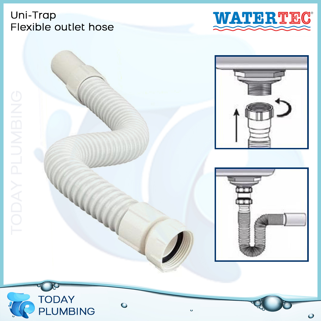 WATERTEC Uni Trap Basin & Kitchen Sink Flexible Hose Outlet Pipe 32mm ...