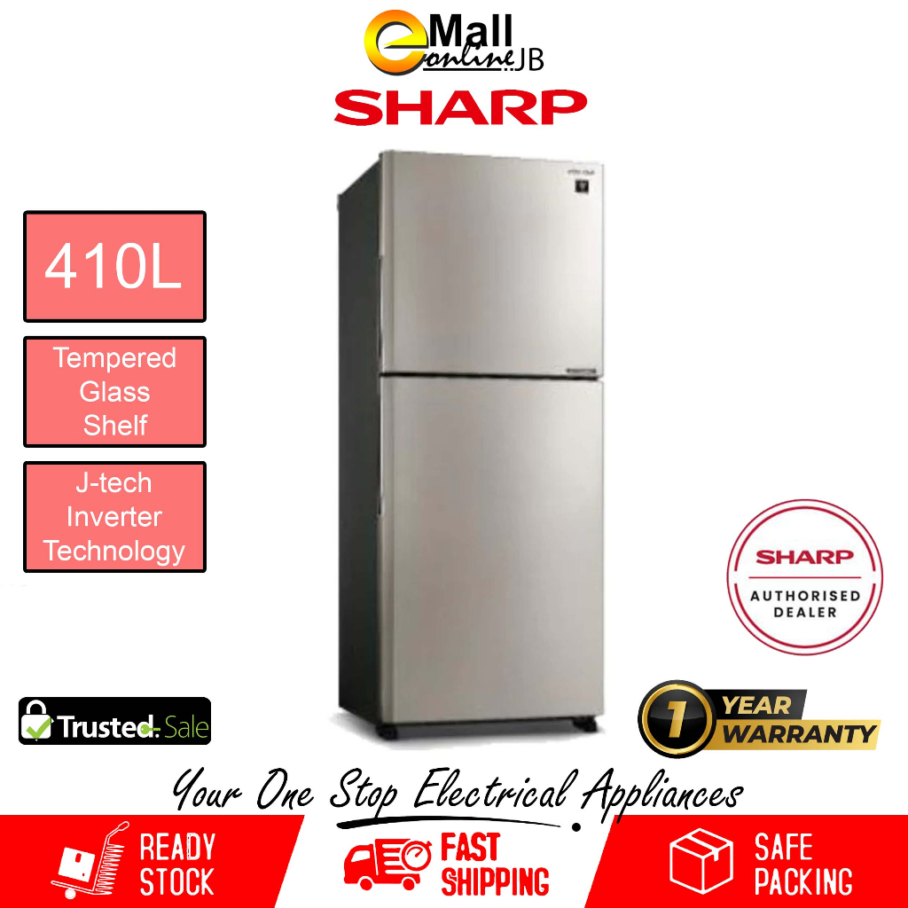 Sharp SJ4122MSS 410L J-Tech Inverter 2 Door Refrigerator | Fridge ...
