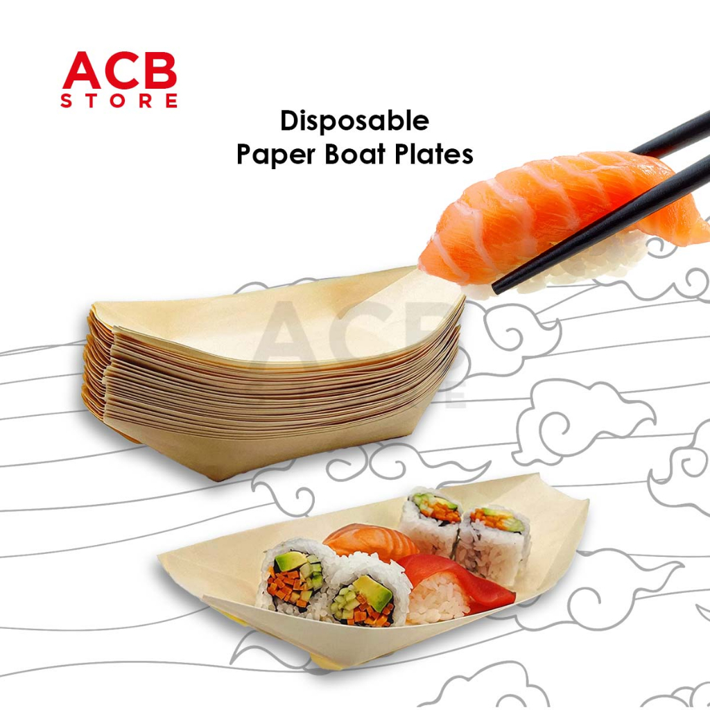 [READY STOCK] 9 inch Disposable Paper Boat Plates | Sushi Boat Dishes ...