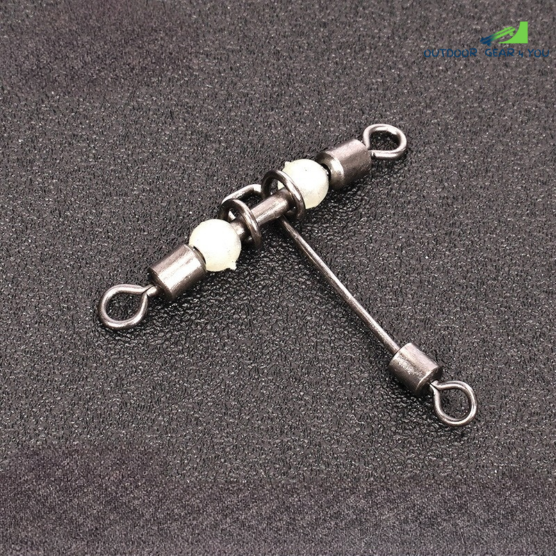 3 way luminous T-shape cross-line rolling swivel with pearl beads ...