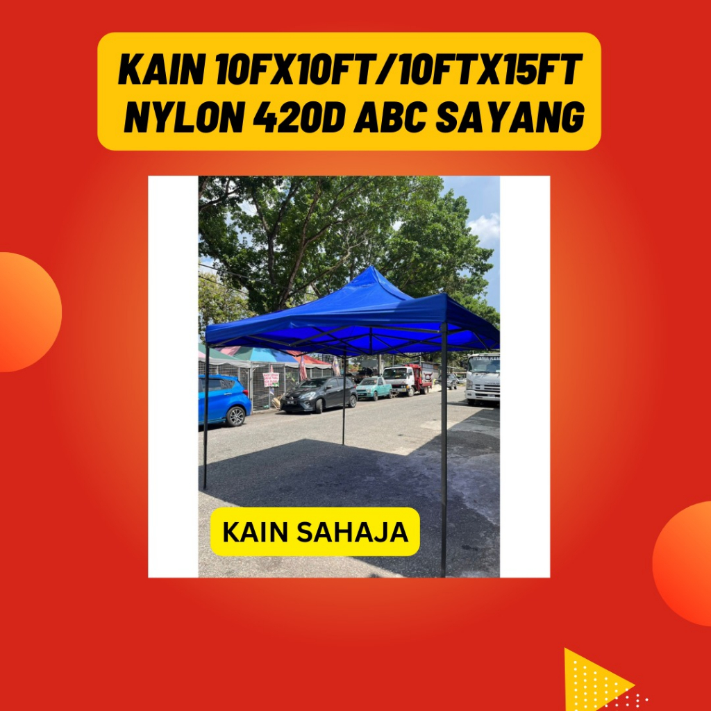 KAIN KHEMAH 10X10 DAN 10X15 NYLON PARACHUTE (SAYANG) 420D DAN 800D ...