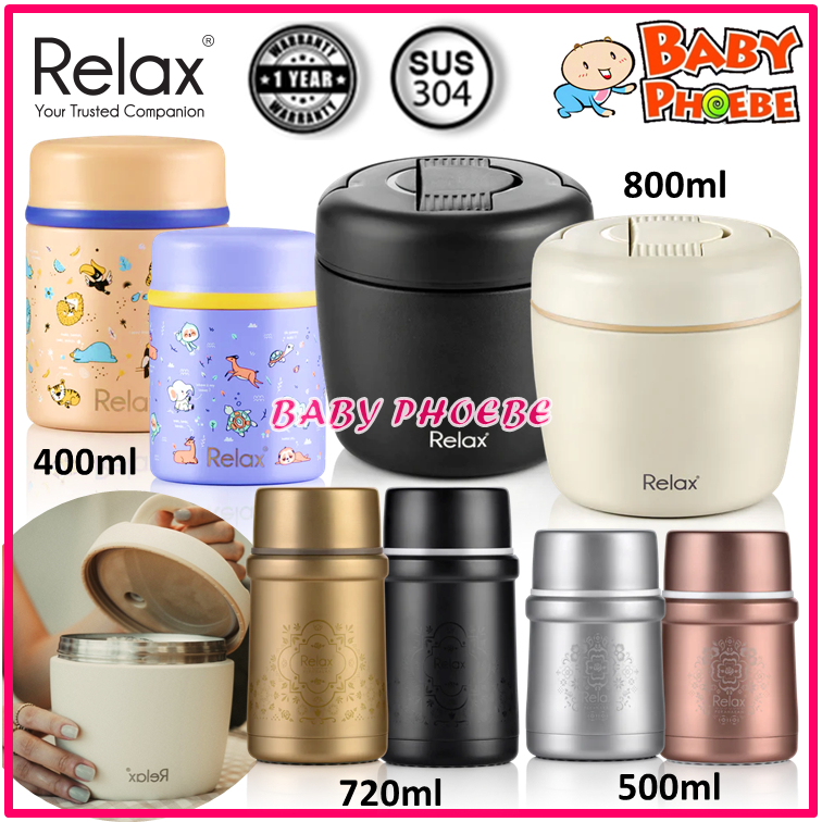 Relax 18.8 SUS304 Stainless Steel Thermal Food Jar 400ml/500ml/720ml/800ml Takeaway Container ...
