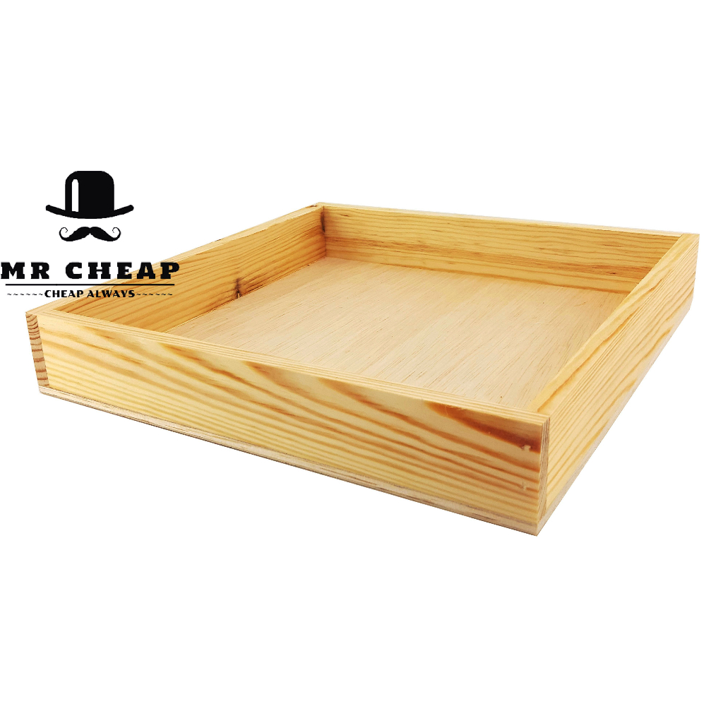 [Hot] Square Wood Tray 25cmx25cm/Pine Wood Serving Plate/Wooden Tea ...
