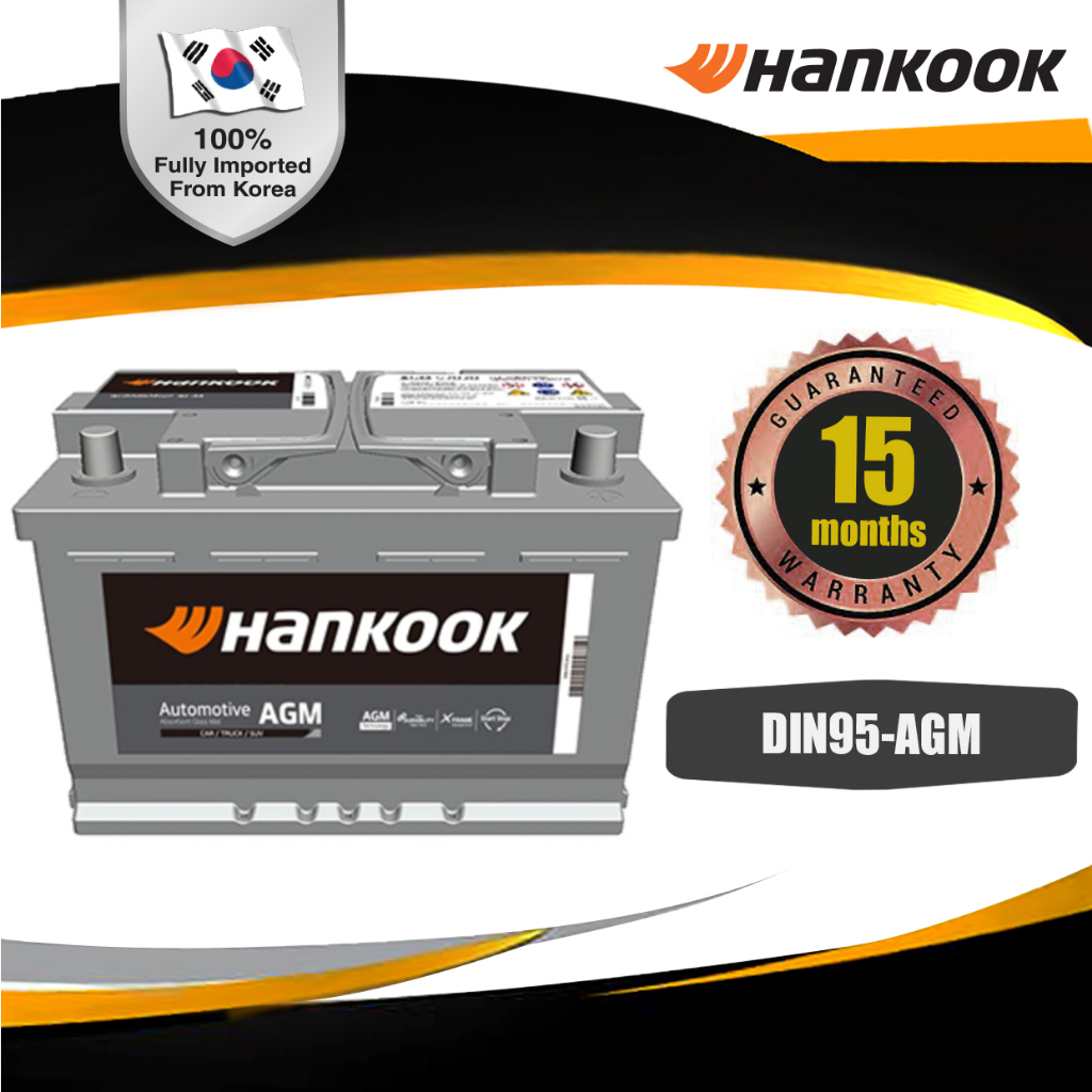 Hankook DIN95 AGM Start Stop Car Battery for BMW F10, F30, Audi Q5 ...