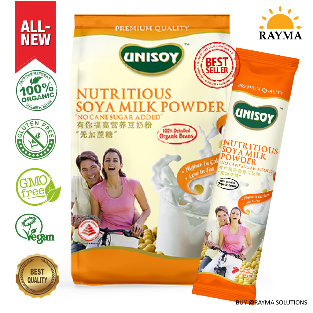 UNISOY Premium Quality Organic Nutritious Soy Milk Powder, No Cane Sugar added, 360g (30g x 12 ...
