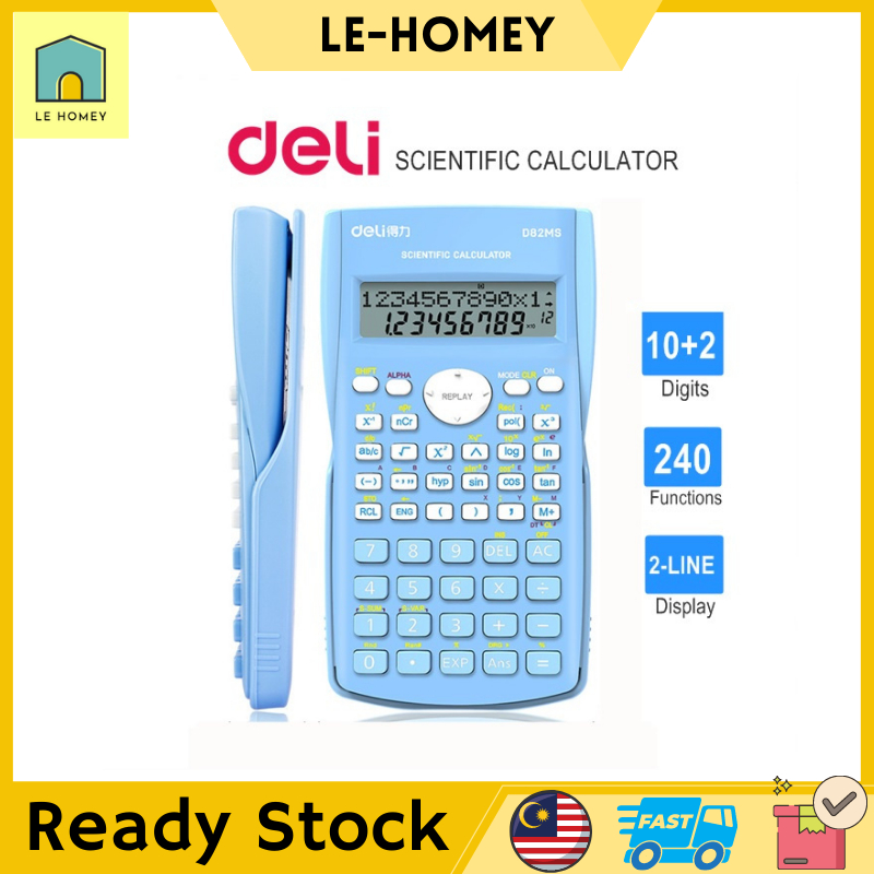 Deli Scientific Calculator Slide Cover 240 Functions 10+2 Digits ED82MS ...