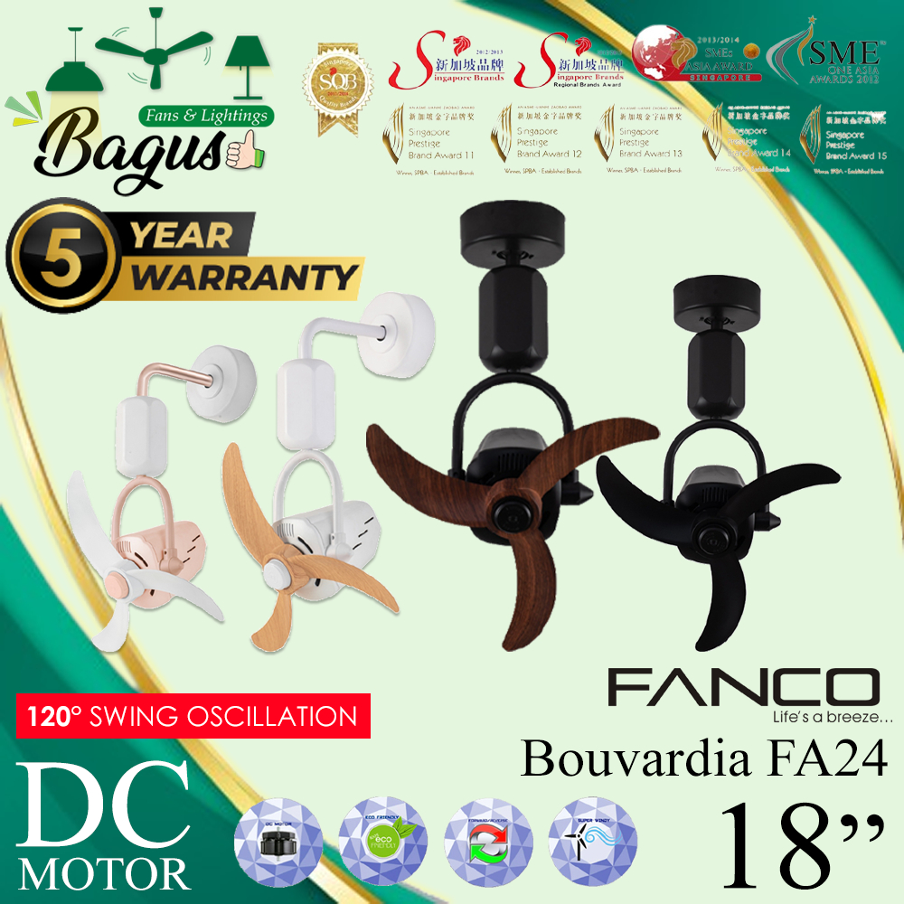 Corner/Wall Fan - Fanco FA24 Bouvardia 18" DC Motor Remote Control ...
