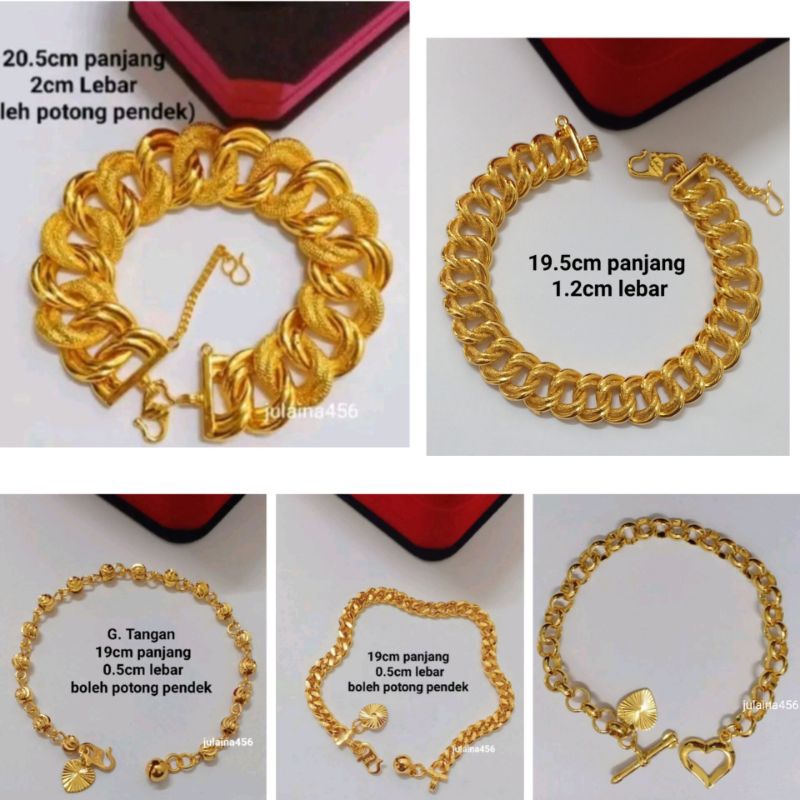 Jewellery Emas Bangkok Korea 24K/Gelang Tanga/Rantai Tangan /Bracelets Coco/Lipan | Shopee Malaysia