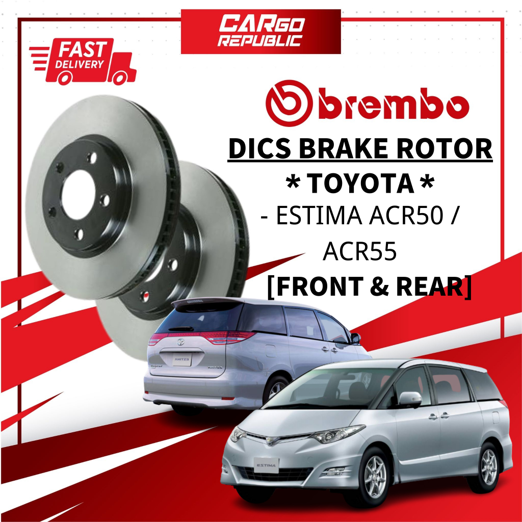 Brembo Rotor Toyota Estima ACR50 / ACR55 Front (Depan) & Rear (Belakang ...