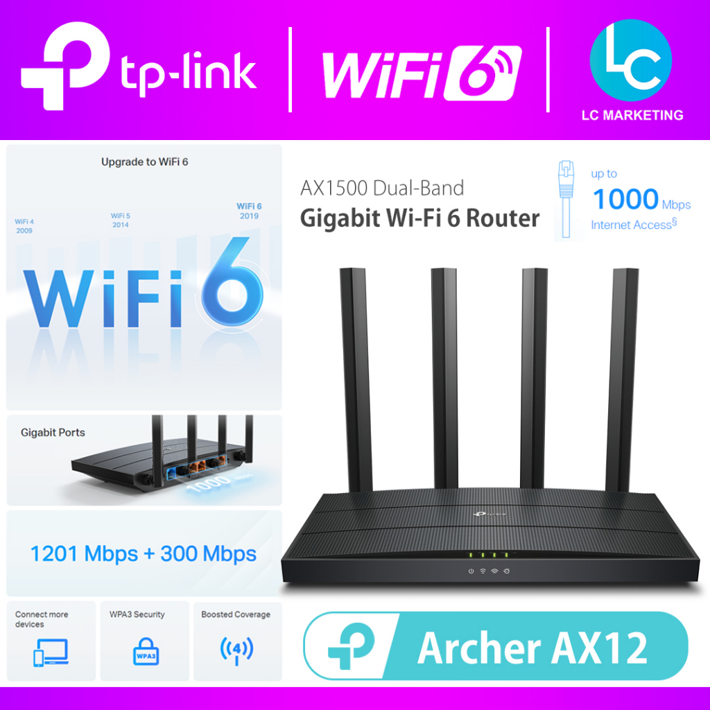 TP-Link Archer AX12 AX1500 Dual-Band Gigabit Wi-Fi 6 Dual-Band Wireless ... TP-Link Archer AX12 AX1500 Dual-Band Gigabit Wi-Fi 6 Dual-Band Wireless ...