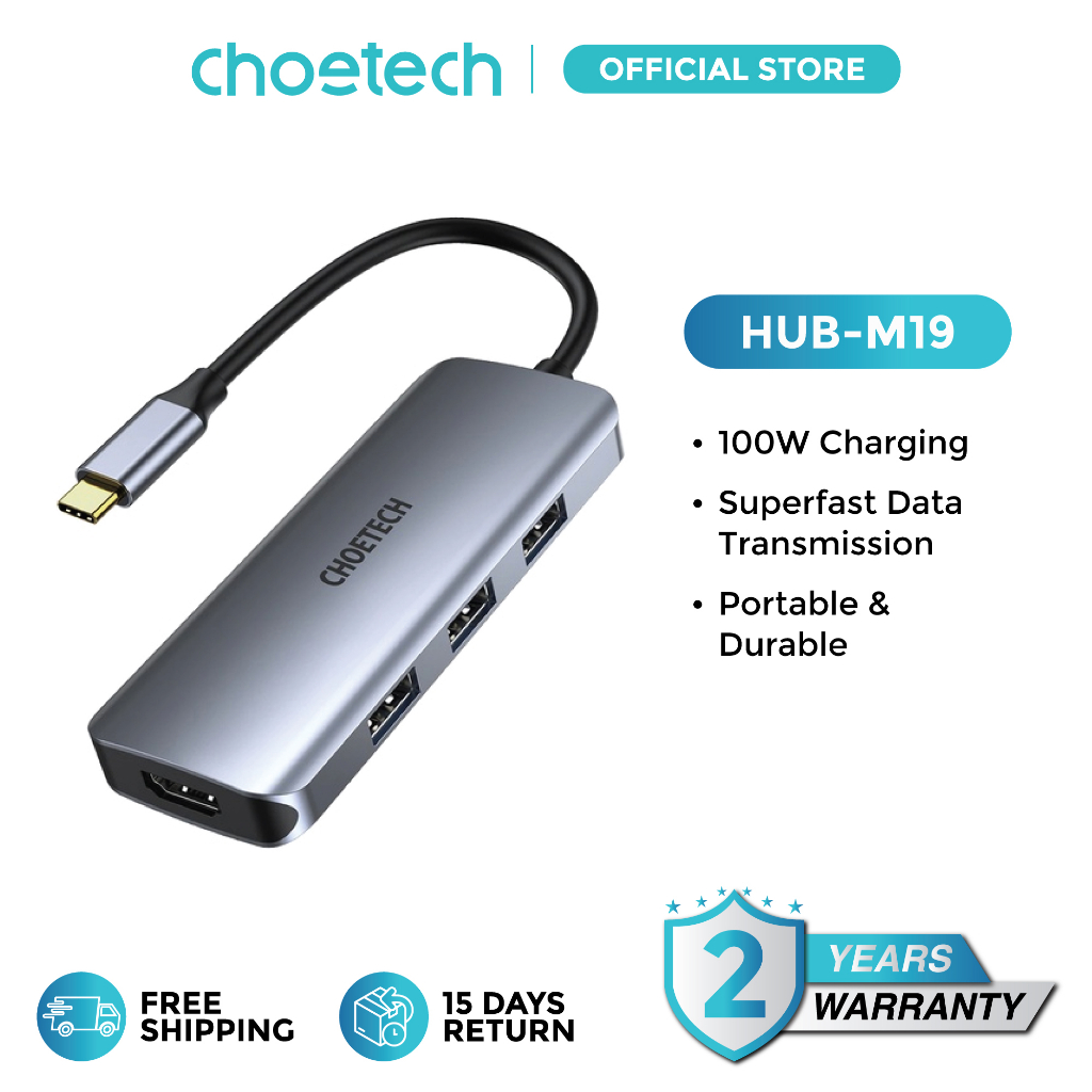 CHOETECH HUB-M19 7-in-1 USB-C Macbook 4K HDMI Adapter With PD 100W ...