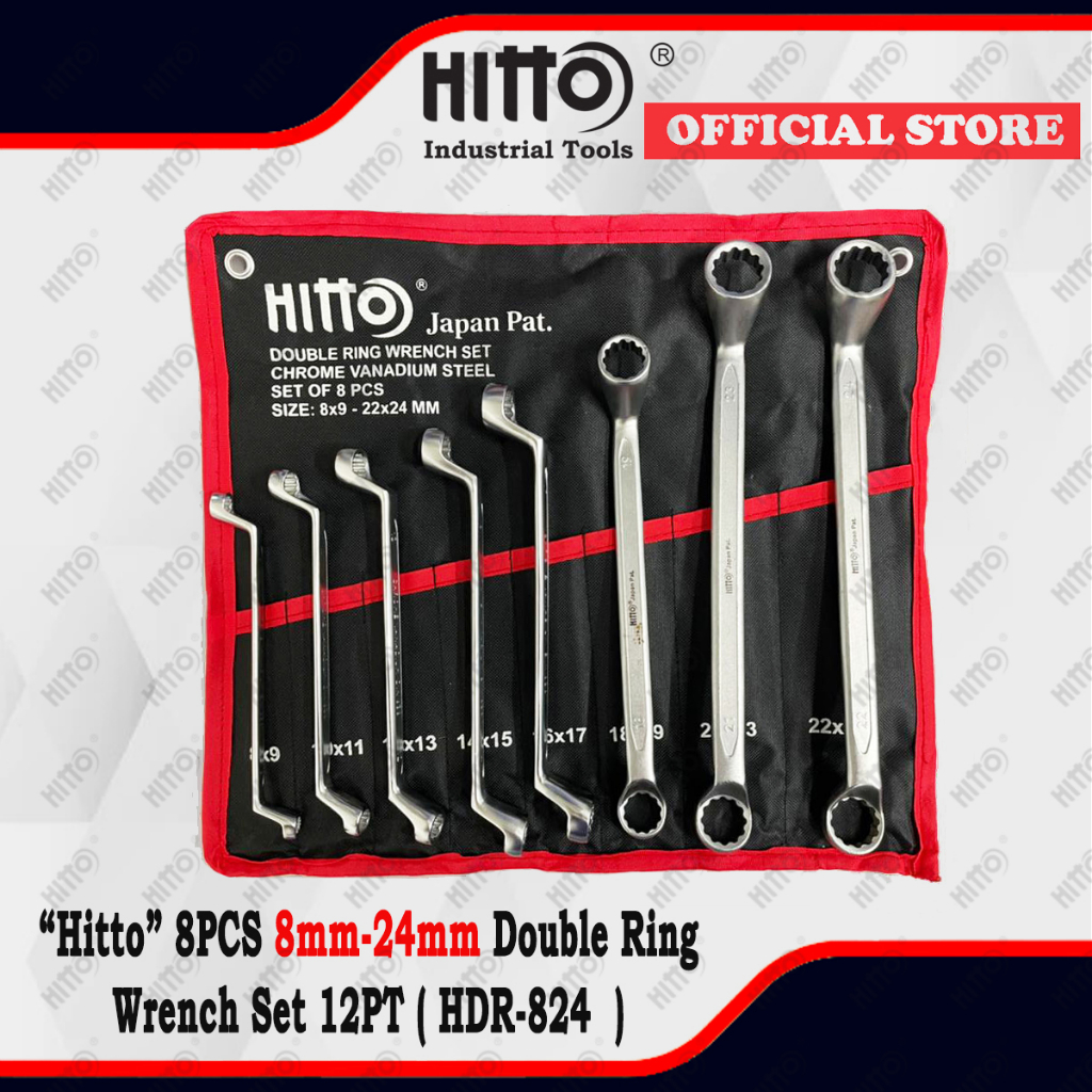 [ HITTO ] Double Ring Spanar Spanner Wrench Set Car Repair Tools 8-24mm ...