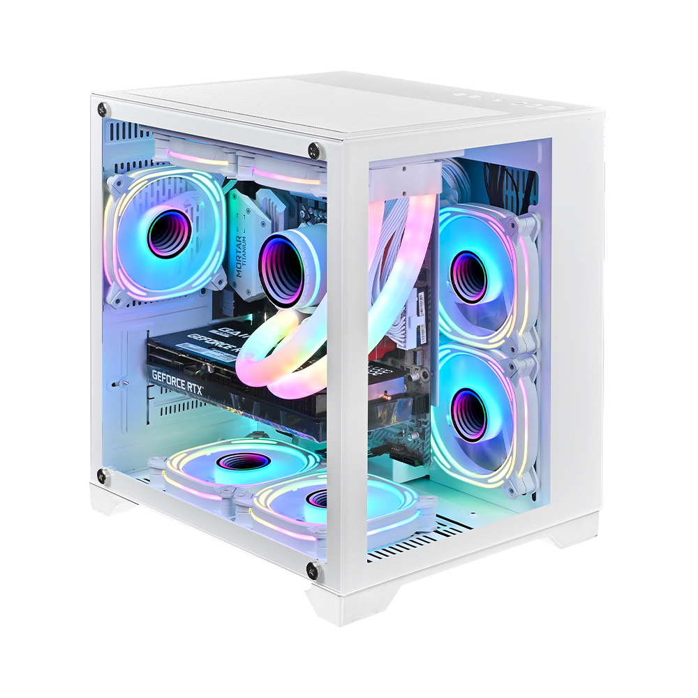 1STPLAYER Megaview MV5 Series M-ATX Case - Black/White (Build-in 3 ARGB ...