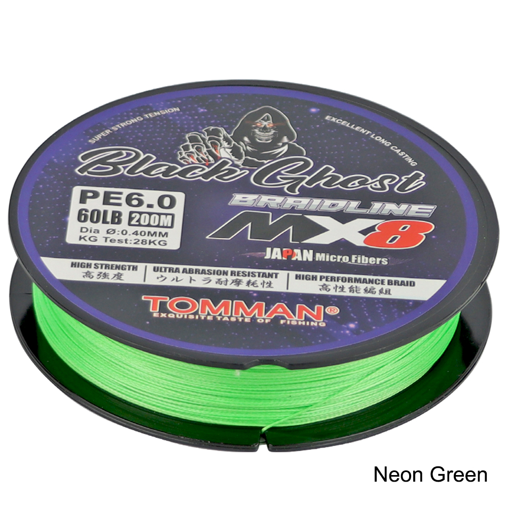 (10LB-60LB/PE1.0-PE6.0) Tomman Black Ghost MX Fishing Braid Line 4X 8X ...