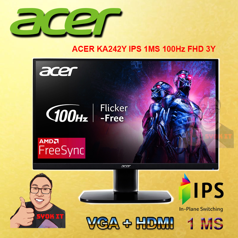Acer KA242Y 23.8 inch FHD IPS 100Hz 1ms 250nits HDMI+VGA) KA242 3 Years ...
