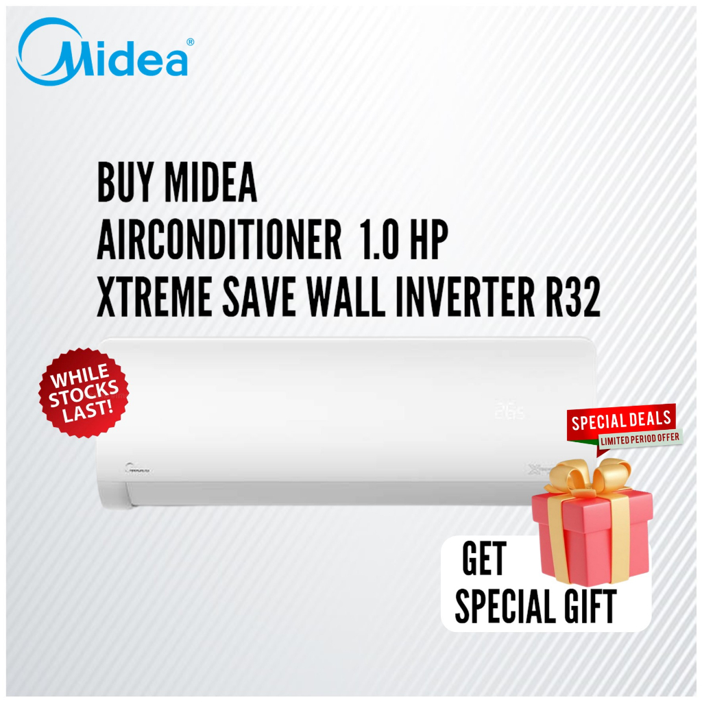 Midea MSXS-CRDN8 Air Conditioner XTreme Save Series 1.0HP 1.5HP R32 Wall Inverter with Ionizier ...