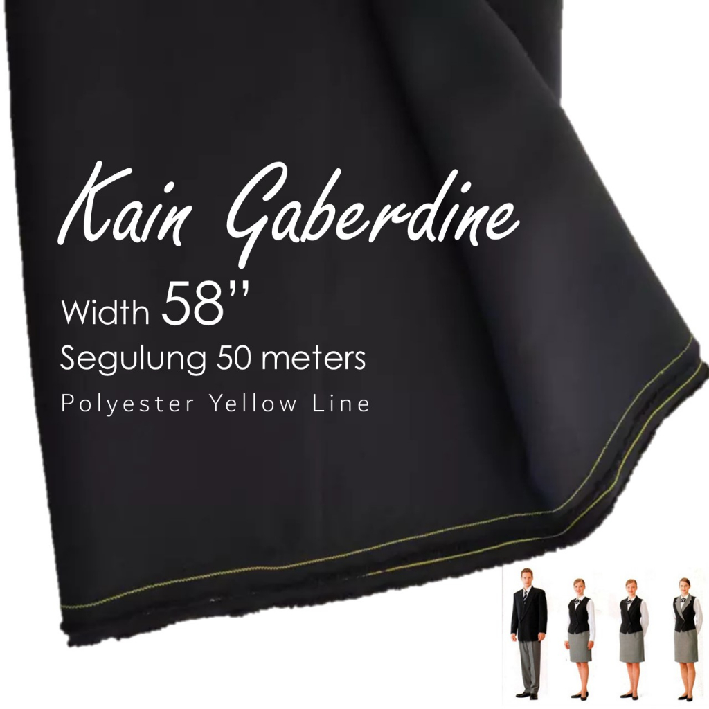 ADEL Harga Gulung Kain Polyester Yellow Line / Kain Gabardine Uniform ...