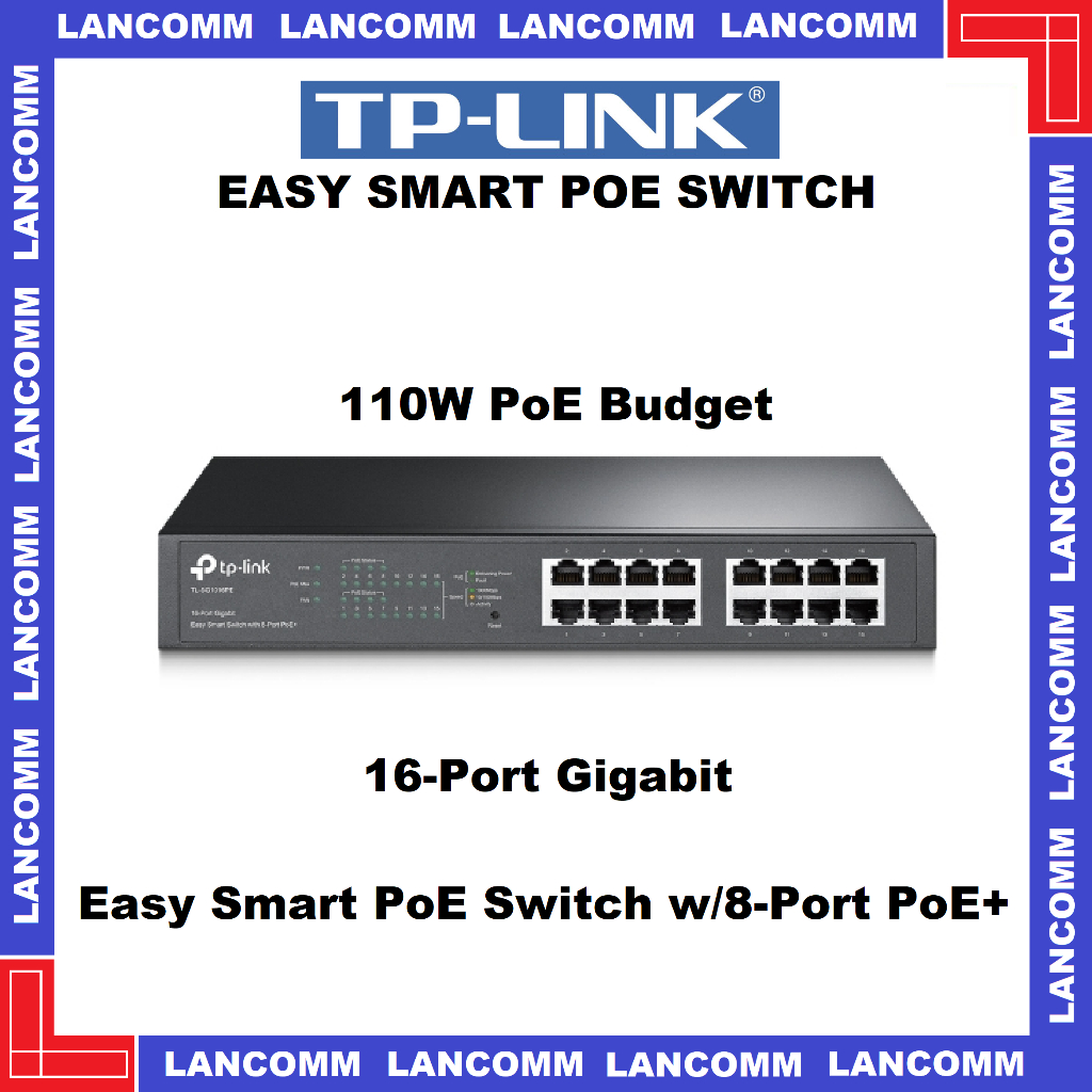 Tp Link Tl Sg1016pe 16 Port Gigabit Easy Smart Poe Switch With 8 Port