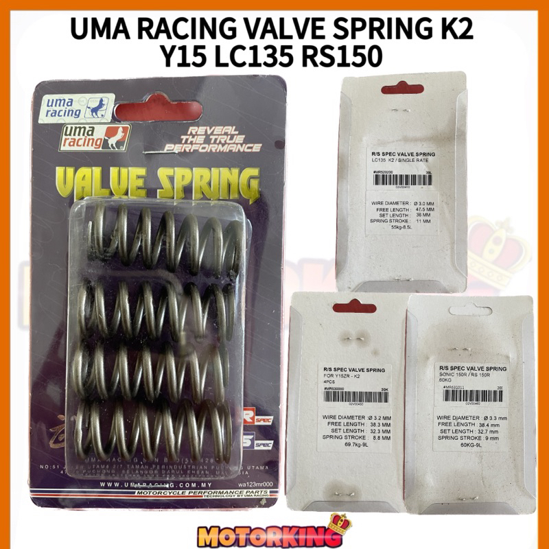 UMA RACING VALVE SPRING K2 YAMAHA Y15 LC135 HONDA RS150 SYM VF3I HEAVY ...