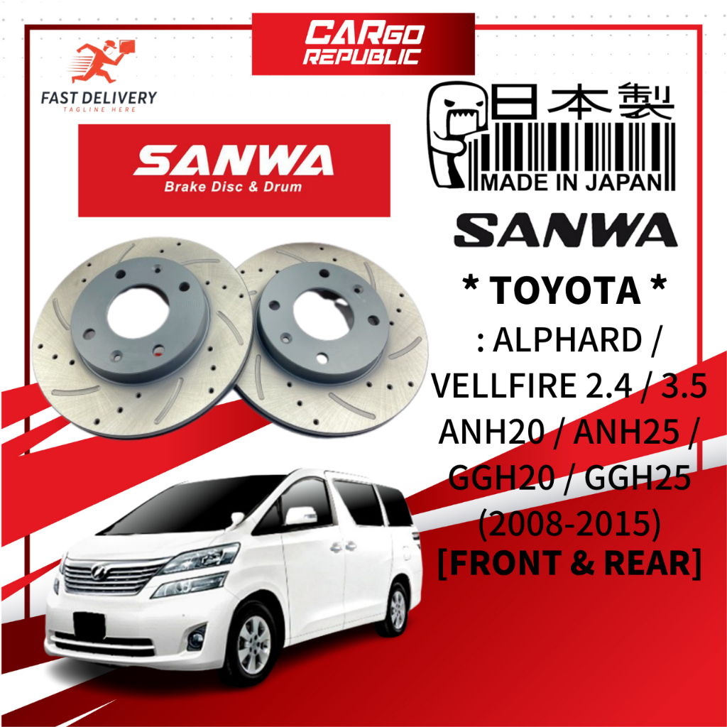 Sanwa Sport Disc Brake Rotor Toyota Alphard, Vellfire 2.4 3.5 Anh20 ...