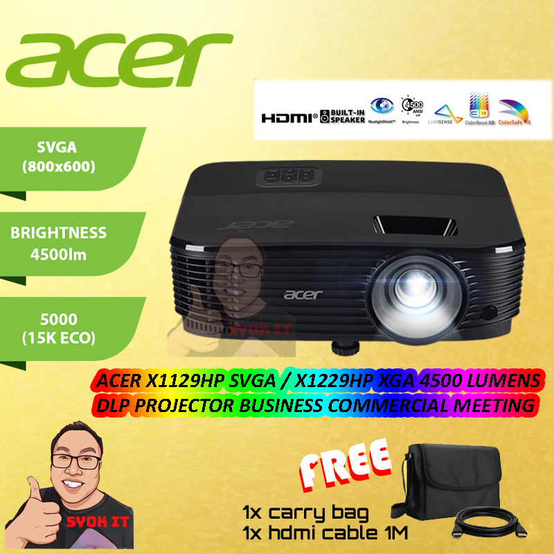 ACER X1129HP SVGA / X1229HP XGA 4500 LUMENS DLP PROJECTOR BUSINESS ...
