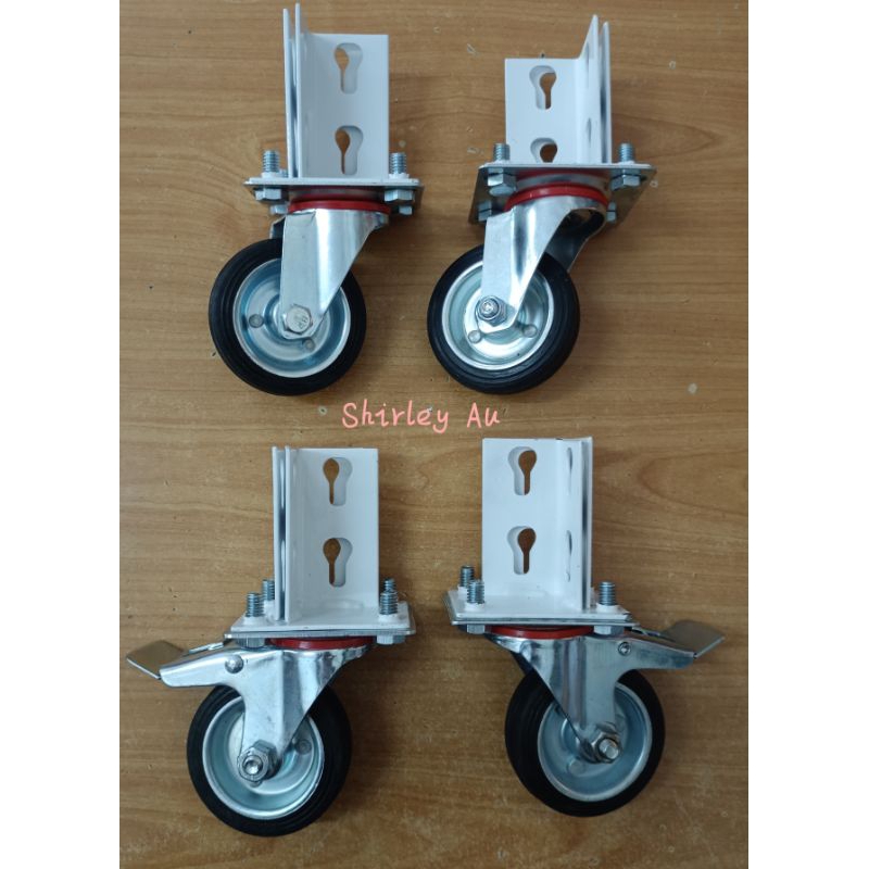 4PCS (Slot In Type) Solid Heavy Duty Big Roller Castor Wheels Roda Blue ...