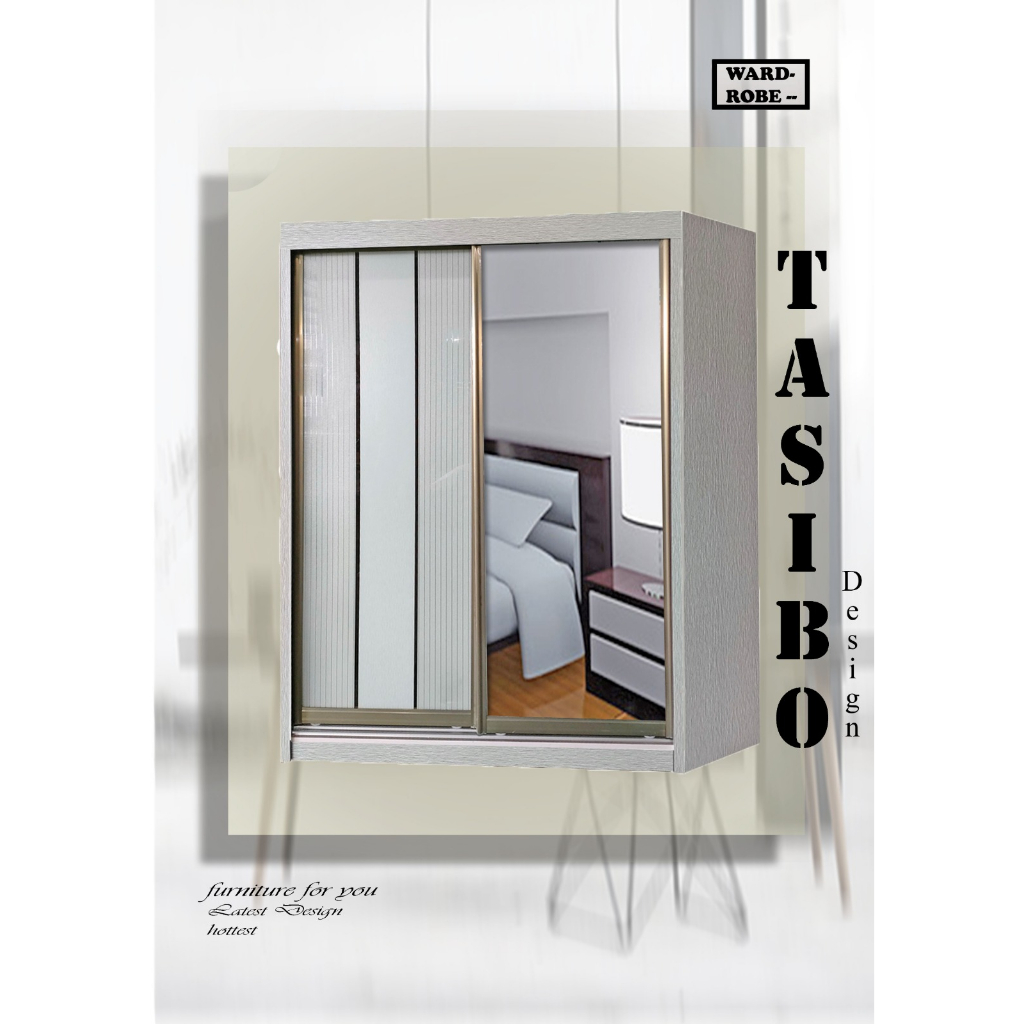 [FREE SHIPPING]W4505 Sliding Door Wardrobe (4Ft & 5Ft) / Almari Baju ...