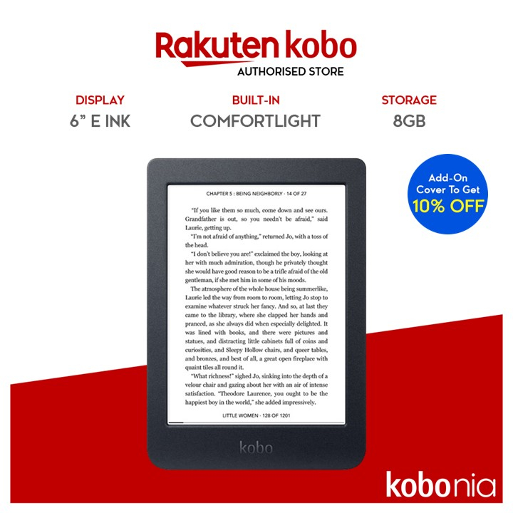 Rakuten Kobo Nia eReader Glare Free Touchscreen Adjustable Brightness ...