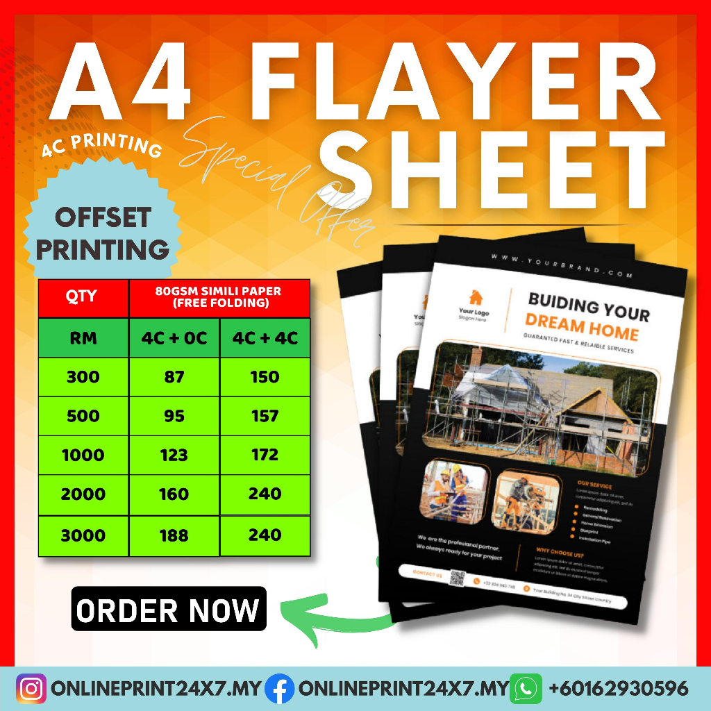 [FAST PRINT] FLYERS / BROCHURE / LEAFLET / FLYER PRINTING A4 100 pcs ...