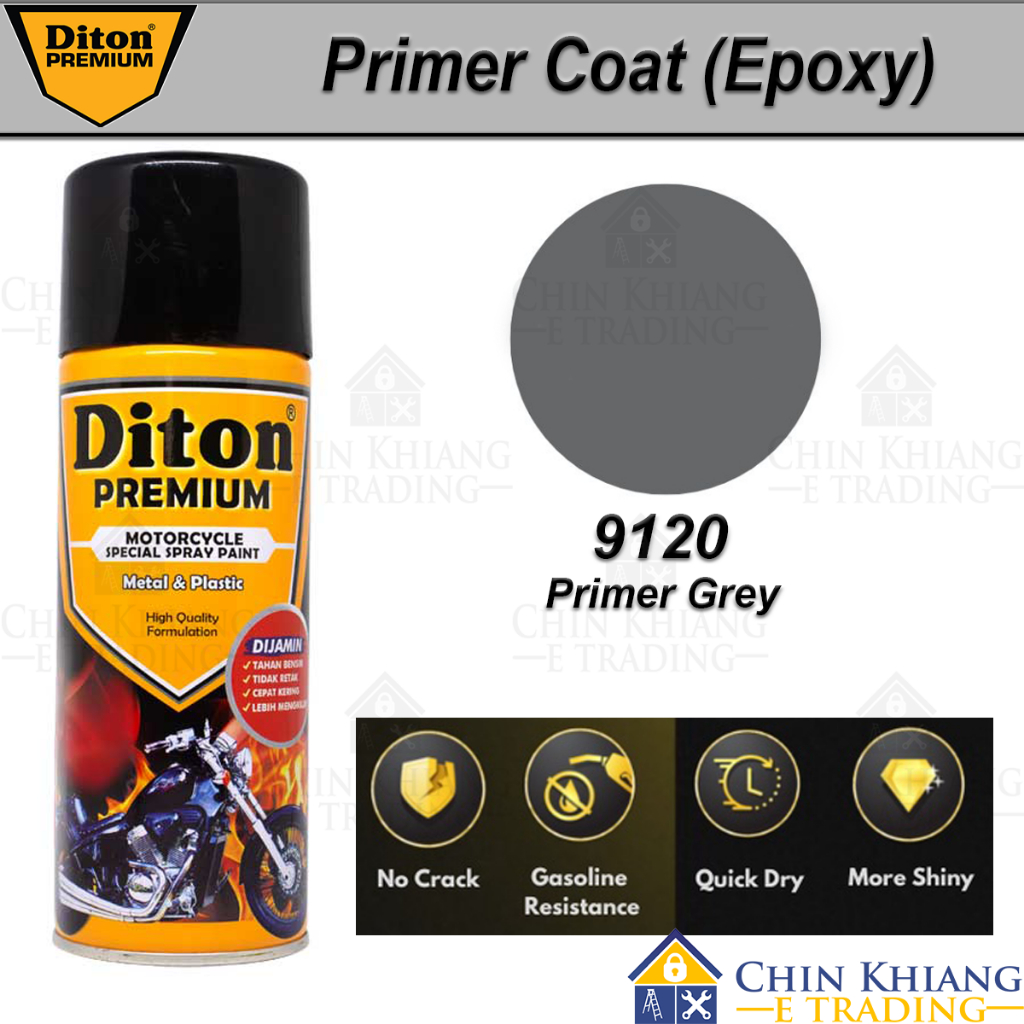 Diton Premium 9120 Primer Coat Undercoat Epoxy Grey Spray Paint 400ml ...