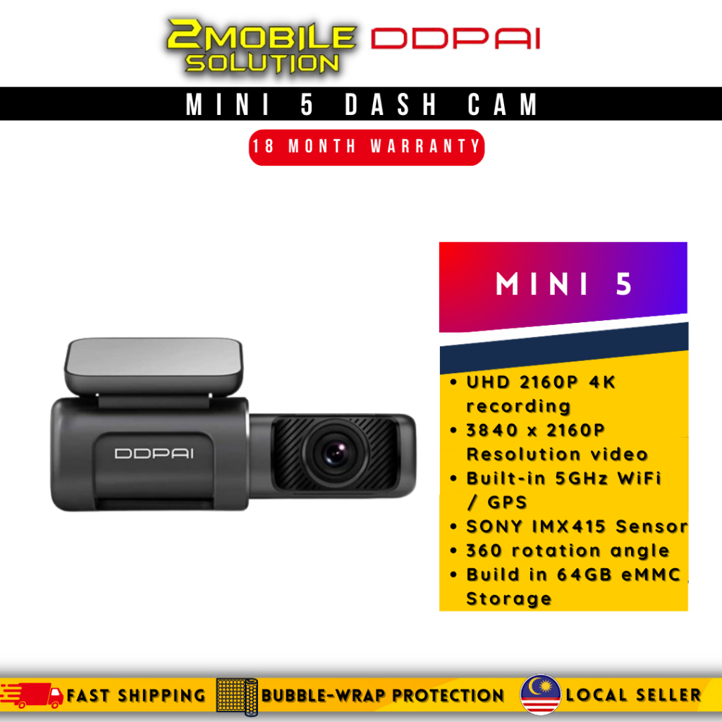 DDPAI Mini5 | Mini 5 LTE Dash Cam [4K Resolution / 360° Rotatable Lens ...