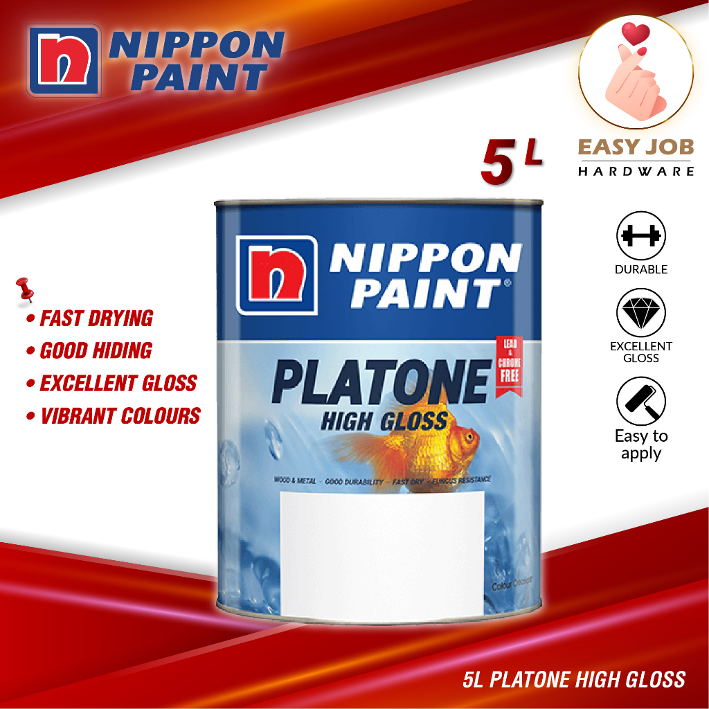 5L Nippon Paint Platone High Gloss Wood Paint Nippon Metal Paint Anti ...